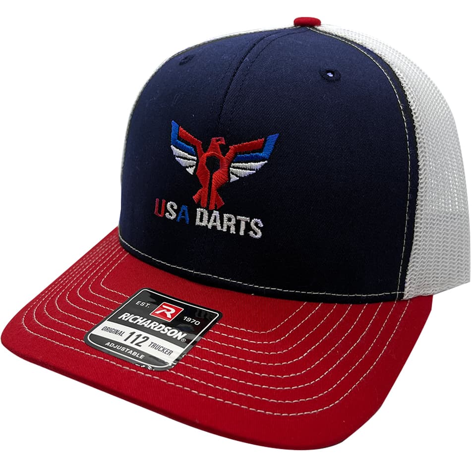 USA Darts Richardson 112 Snapback Trucker Hat - Red, White, Navy ...
